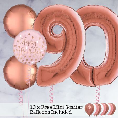 90th Birthday Rose Gold Foil Balloon Package only £39.50