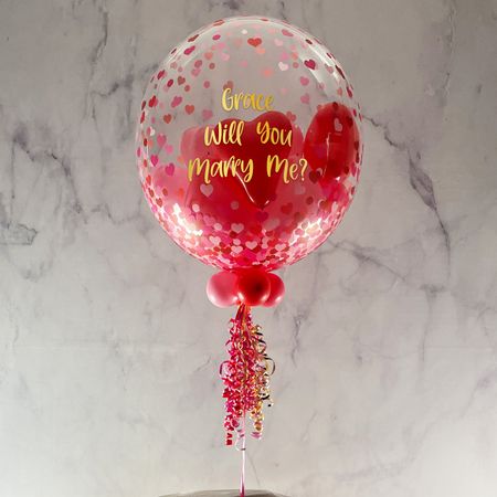 Personalised Heart 'Confetti Print' Balloon-Filled Bubble Balloon only ...