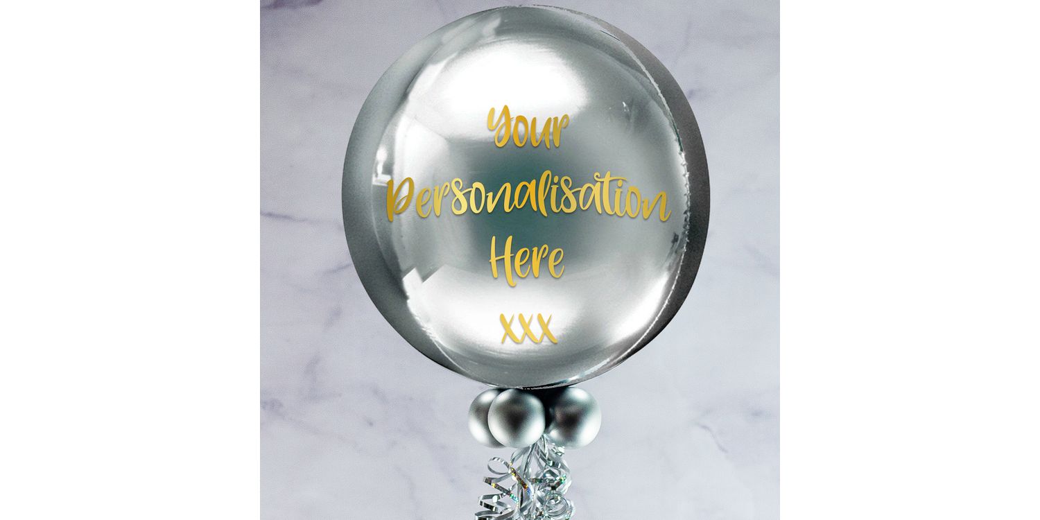 Personalised Silver Orb Balloon only £34.99